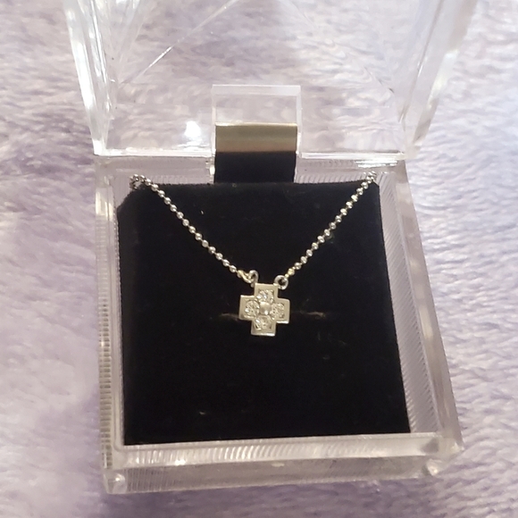 Source Unknown | Jewelry | Platinum Halo Choker Wtiny Diamond Cross ...